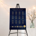 Celestial Blue Gold Moon Wedding Seating Chart Foam Board | Zazzle
