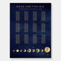 Celestial Blue Gold Moon Wedding Seating Chart Foam Board | Zazzle