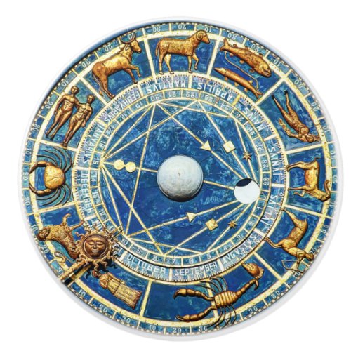 Celestial Blue & Gold Zodiac Wheel Astrology Signs Ceramic Knob | Zazzle