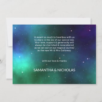 Celestial Blue Green Galaxy Cosmic Minimalist Chic Thank You Card | Zazzle