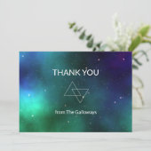 Celestial Blue Green Galaxy Cosmic Minimalist Chic Thank You Card | Zazzle