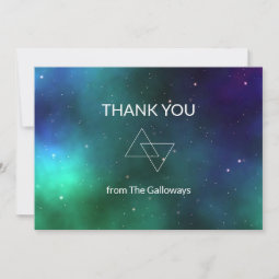 Celestial Blue Green Galaxy Cosmic Minimalist Chic Thank You Card | Zazzle