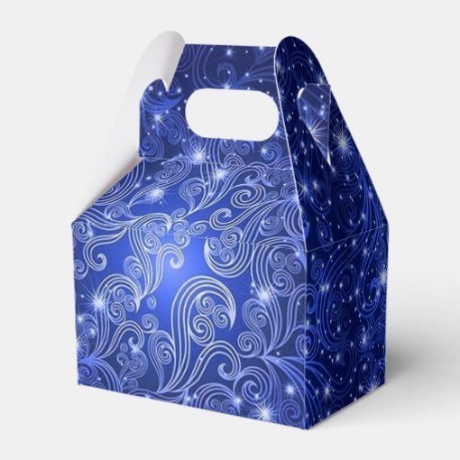 Celestial Blue Swirls & Stars Gable Favor Box | Zazzle