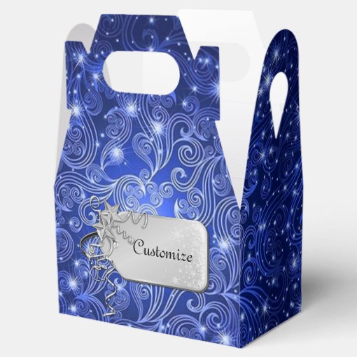 Celestial Blue Swirls & Stars Gable Favor Box | Zazzle