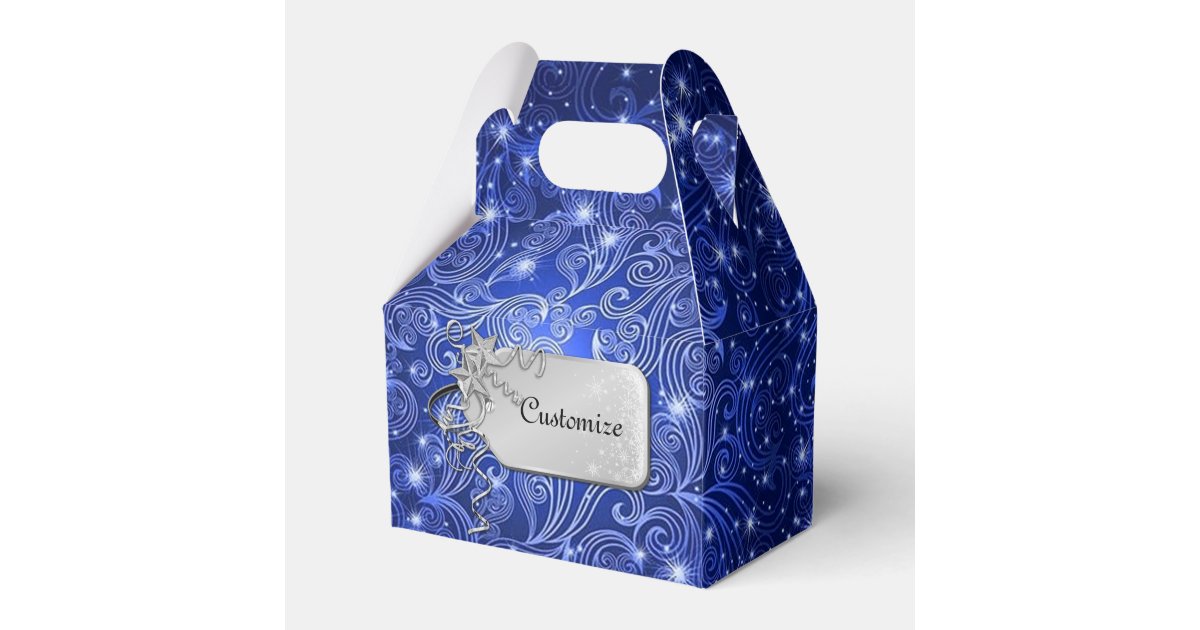 Celestial Blue Swirls & Stars Gable Favor Box | Zazzle