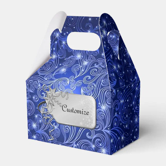 Celestial Blue Swirls & Stars Gable Favor Box | Zazzle