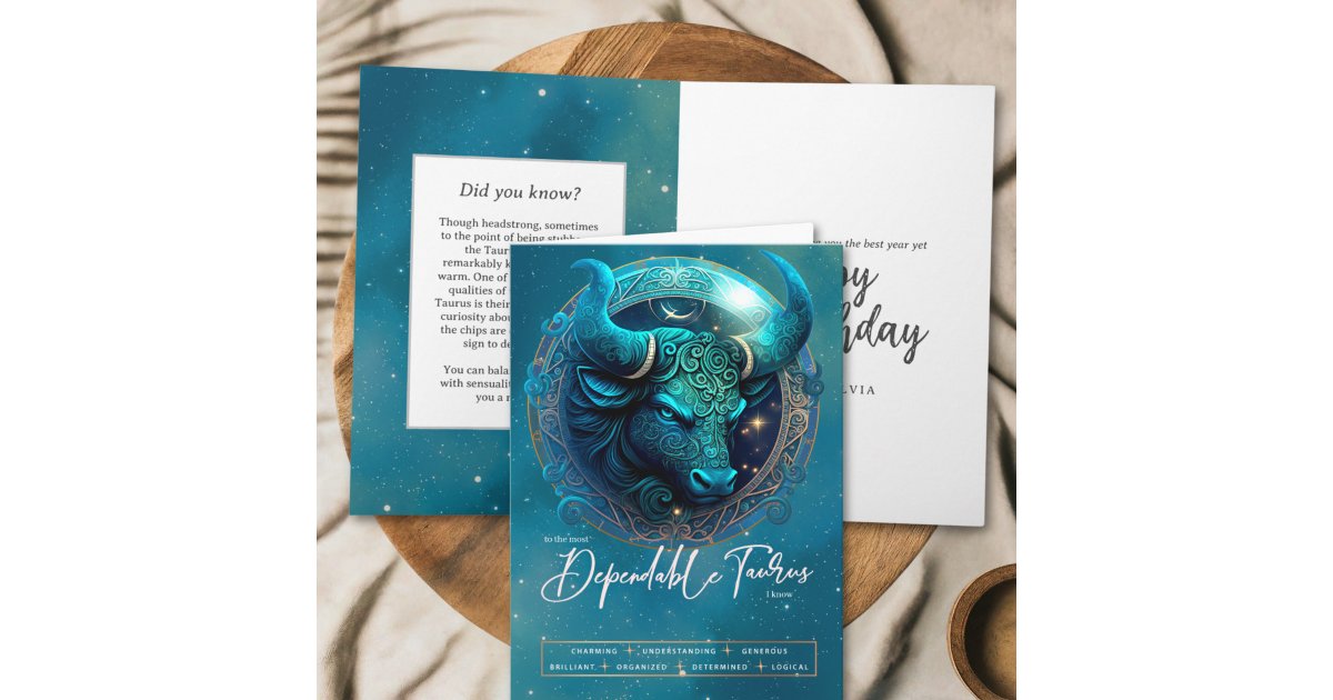 Celestial Bull Symbol Fantasy Taurus Sign Birthday Card | Zazzle
