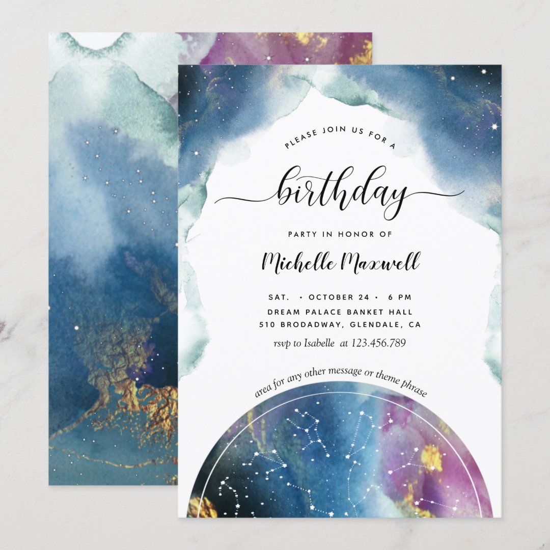 Celestial Constellations and Stars Birthday Invitation | Zazzle