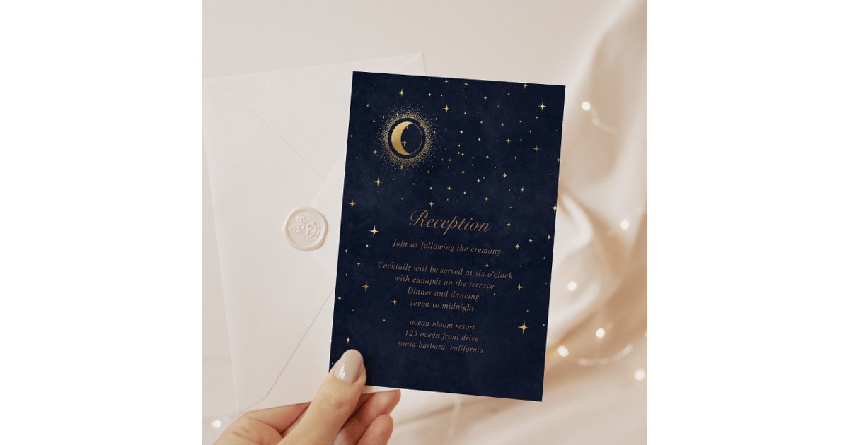 Celestial Crescent Moon Reception Enclosure Card | Zazzle