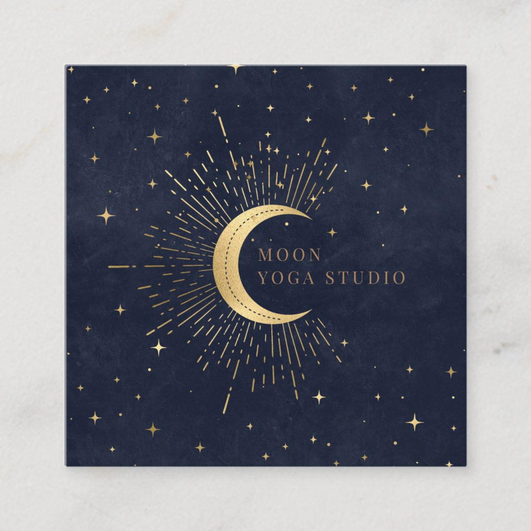 celestial crescent moon square business card | Zazzle