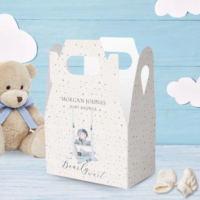 Celestial Cute Bear Baby Shower Favor Boxes | Zazzle