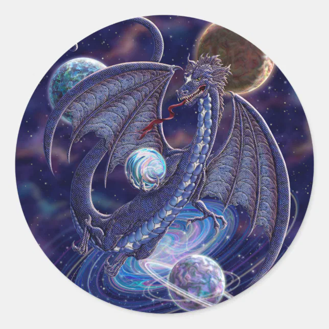Celestial Dragon Classic Round Sticker | Zazzle