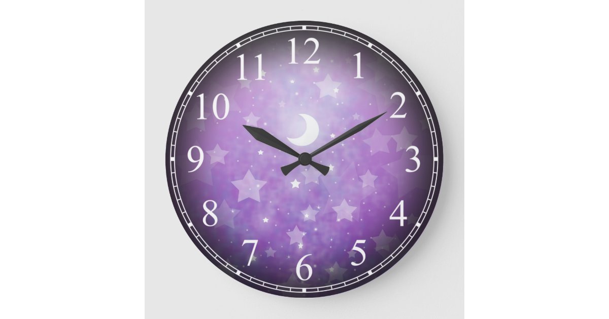 Celestial Dream Stars and Moon Clock | Zazzle