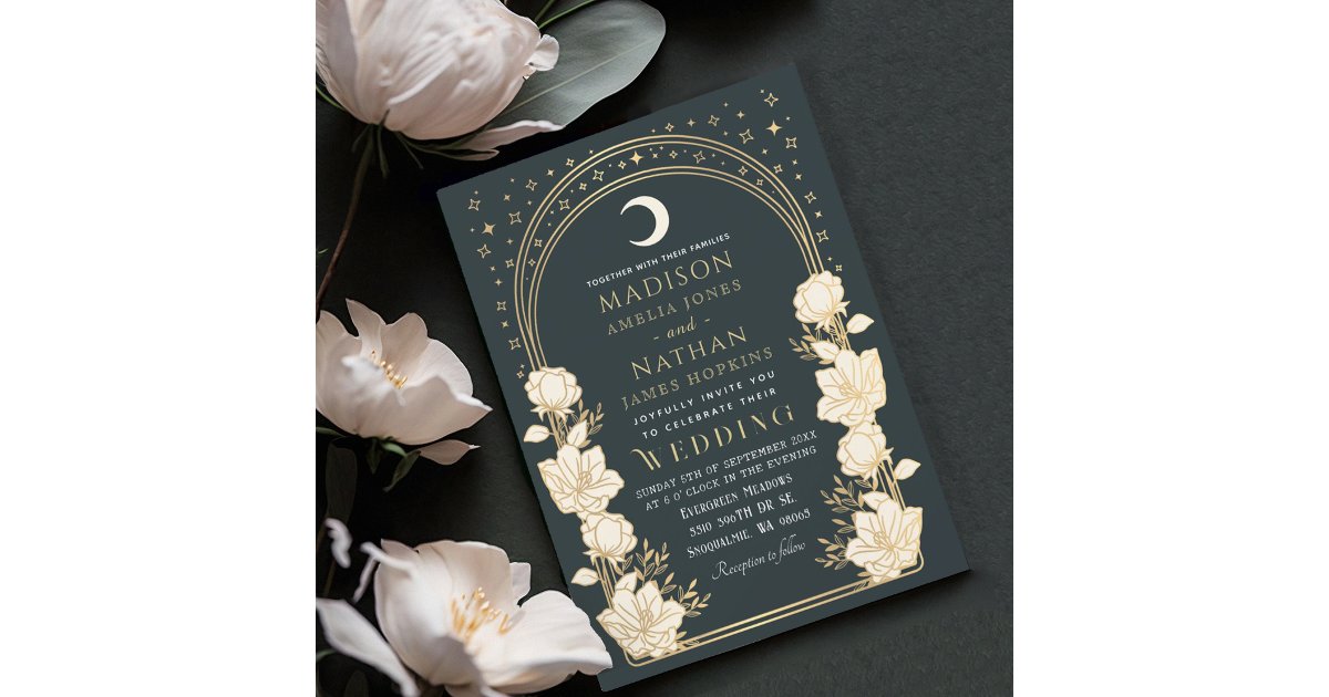 Celestial Elegant Arch Art Nouveau Wedding Invitation | Zazzle