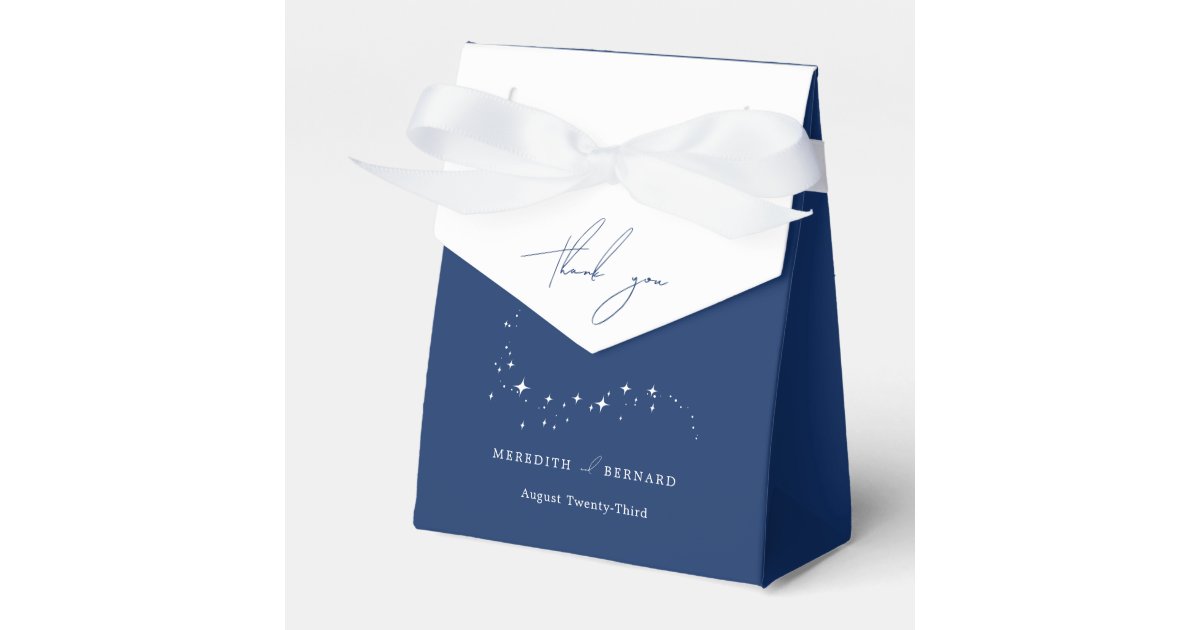Celestial Elegant Moon Navy Blue Wedding Thank You Favor Boxes | Zazzle