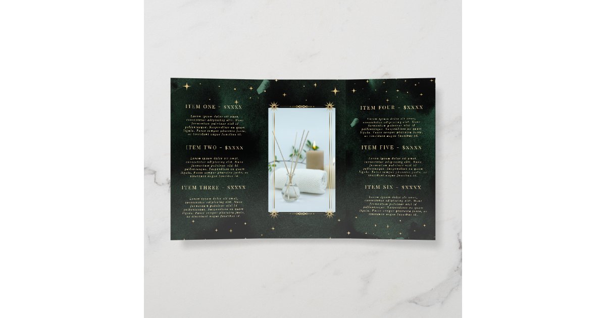 Celestial Emerald Crescent Moon Brochure | Zazzle