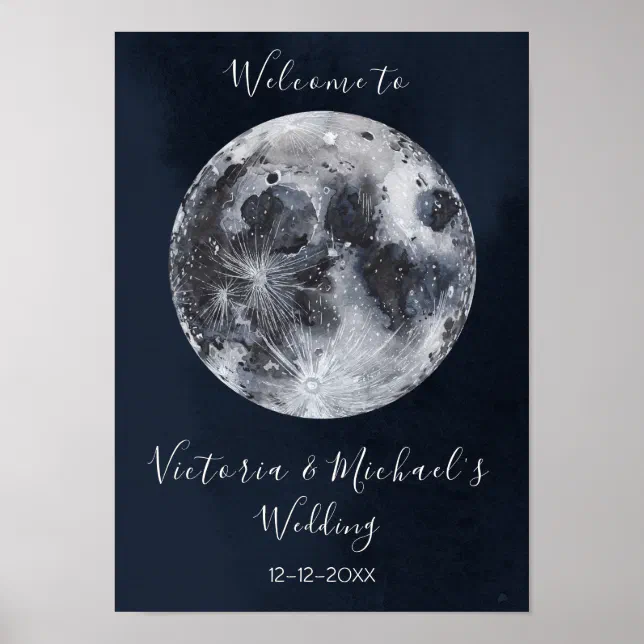 celestial full moon and stars poster | Zazzle