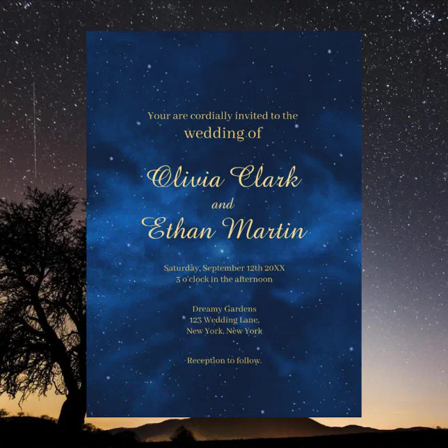 Celestial Galaxy Night Sky Theme Wedding Invitation | Zazzle