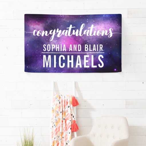 Celestial Galaxy Space Wedding Congratulations Banner | Zazzle