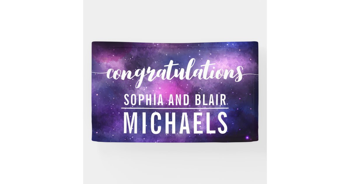 Celestial Galaxy Space Wedding Congratulations Banner | Zazzle