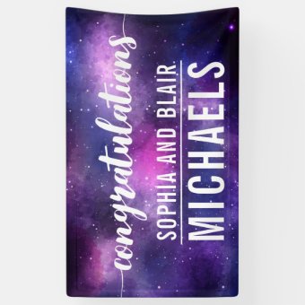 Celestial Galaxy Space Wedding Congratulations Banner | Zazzle