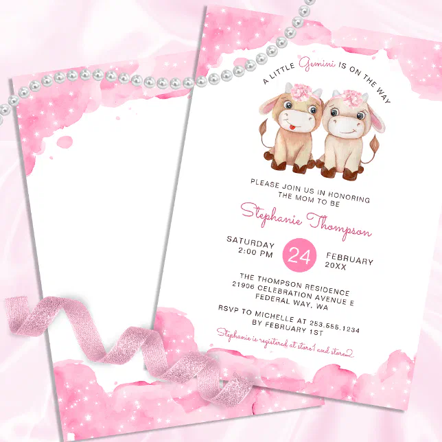 Celestial Gemini Astrology Sign Baby Shower Invitation | Zazzle