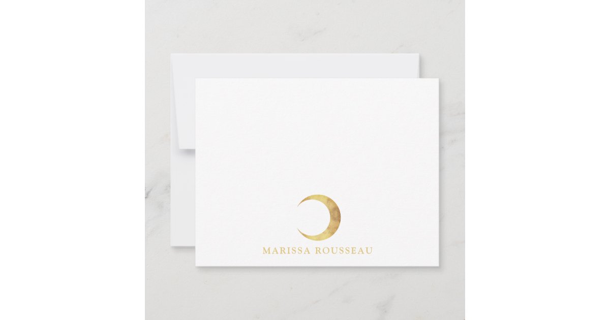 Celestial Gold Crescent Moon Note Card | Zazzle