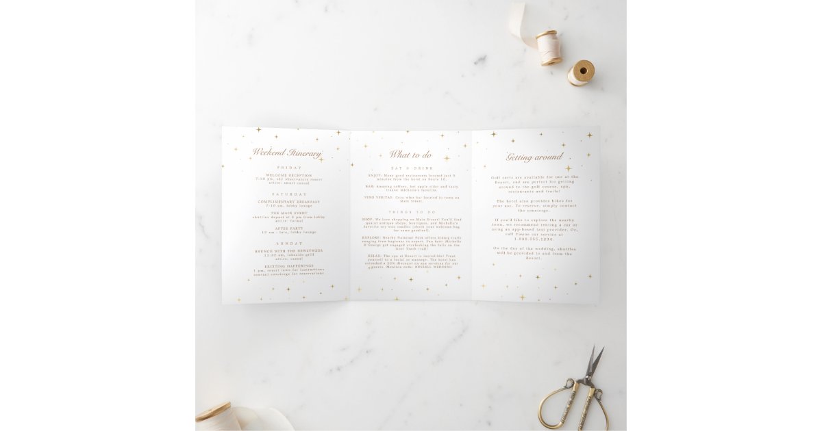 Celestial Gold Moon Folded Wedding Program | Zazzle