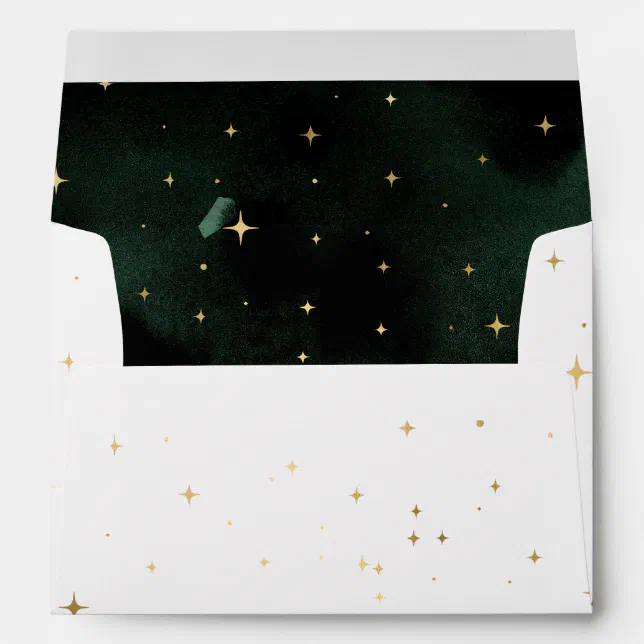 Celestial Gold Stars Pre-Addressed Wedding Envelope | Zazzle