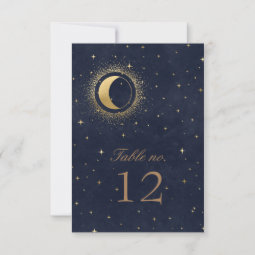 Celestial Gold Stars Wedding Table Number | Zazzle
