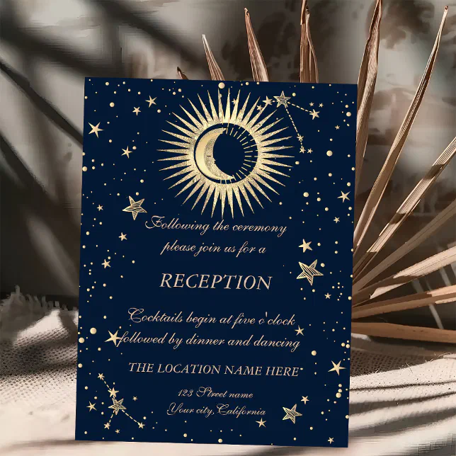 Celestial Gold Sun And Moon Stars Invitation | Zazzle