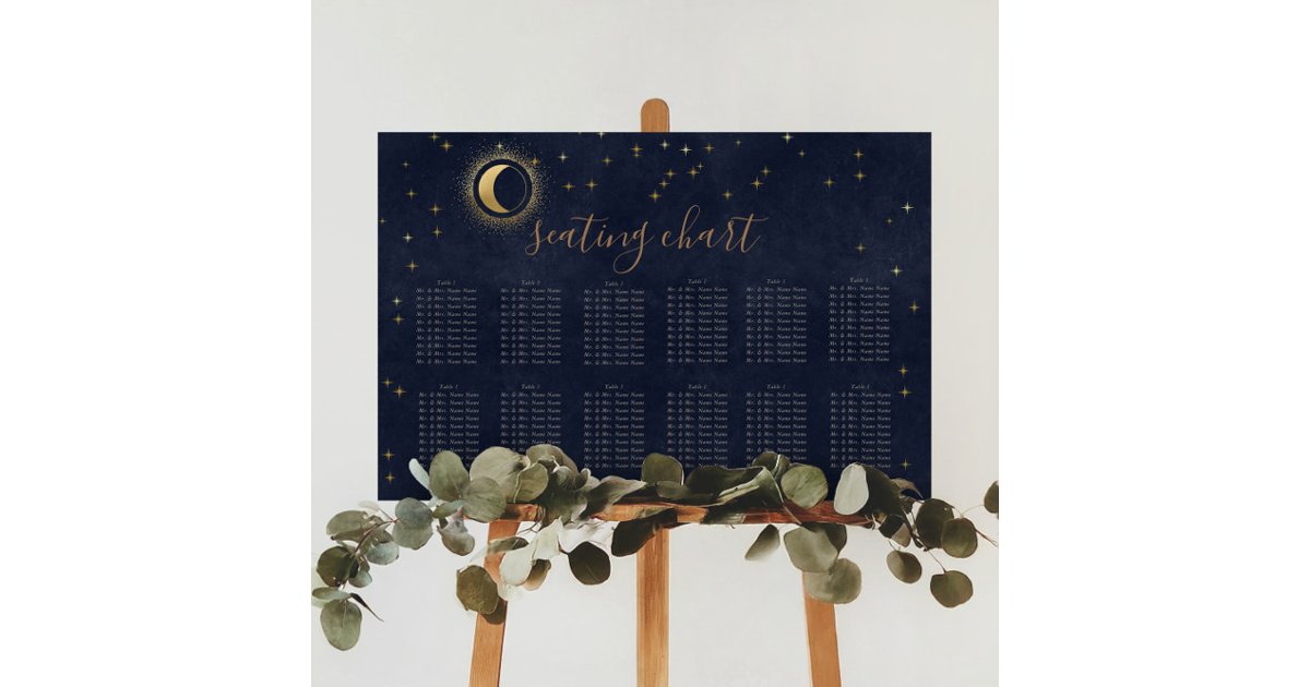 Celestial Gold Wedding Seating Chart | Zazzle