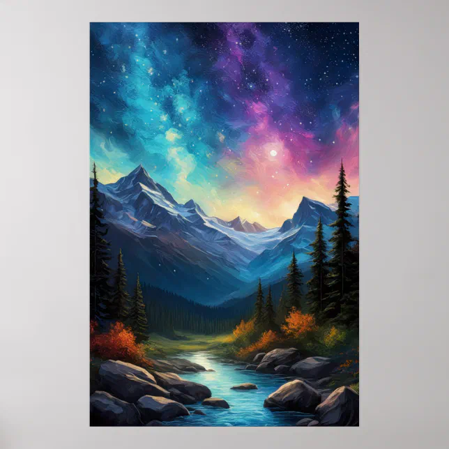 Celestial Harmony, A Breathtaking Starry Sky Poster | Zazzle