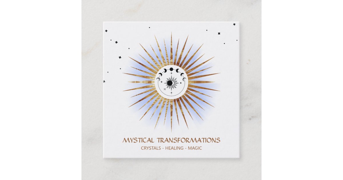 Celestial Luna Lunar Moon Magic Boho Light Square Business Card | Zazzle