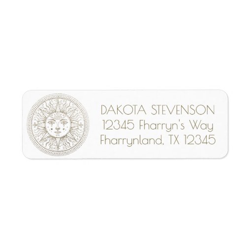 Celestial Medallion | Boho Zodiac Sun Face Address Label | Zazzle