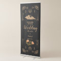 Celestial Midnight Black Stars Wedding Retractable Banner | Zazzle