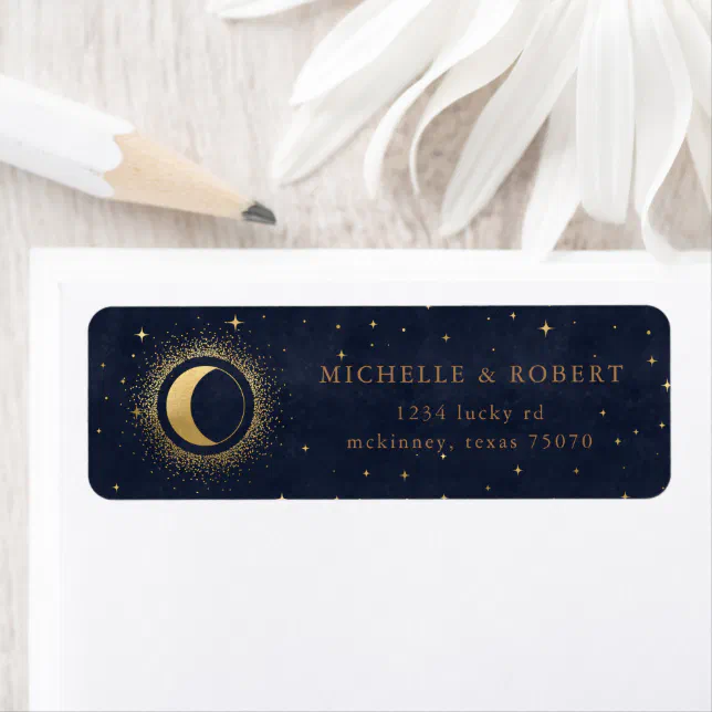 Celestial Midnight Blue Return Address Label | Zazzle