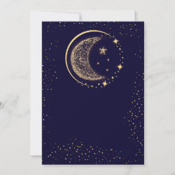 celestial midnight blue stars moon Wedding Invitation | Zazzle