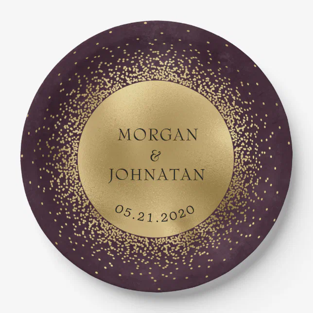 celestial midnight gold moon paper plates | Zazzle