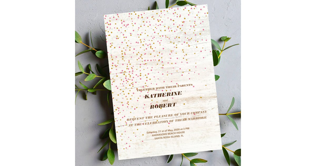 celestial midnight pink gold stars Wedding Invitation | Zazzle