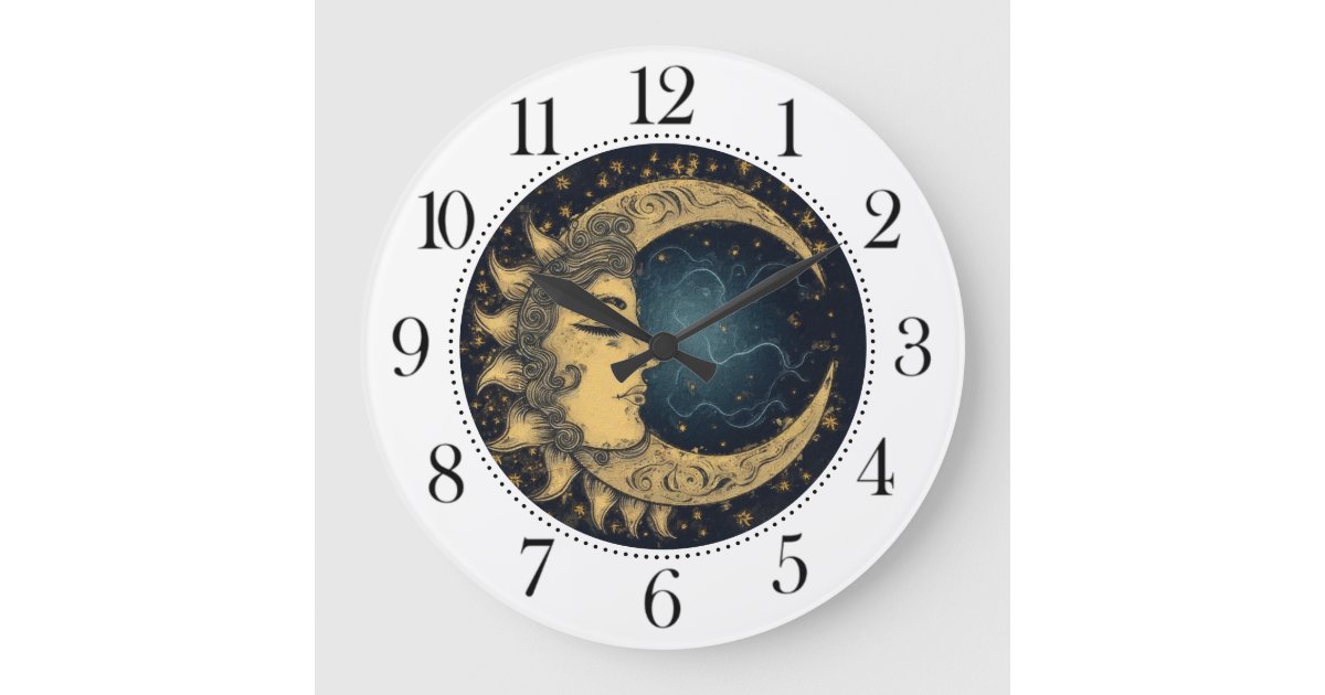 Celestial Moon Face Large Clock | Zazzle