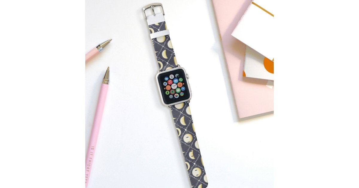 Celestial Moon Phases Pattern Apple Watch Band | Zazzle