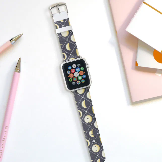 Celestial Moon Phases Pattern Apple Watch Band | Zazzle