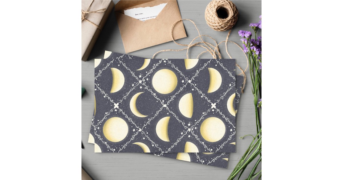 Celestial Moon Phases Pattern Tissue Paper | Zazzle