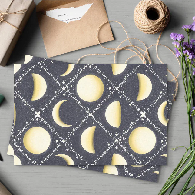 Celestial Moon Phases Pattern Tissue Paper | Zazzle