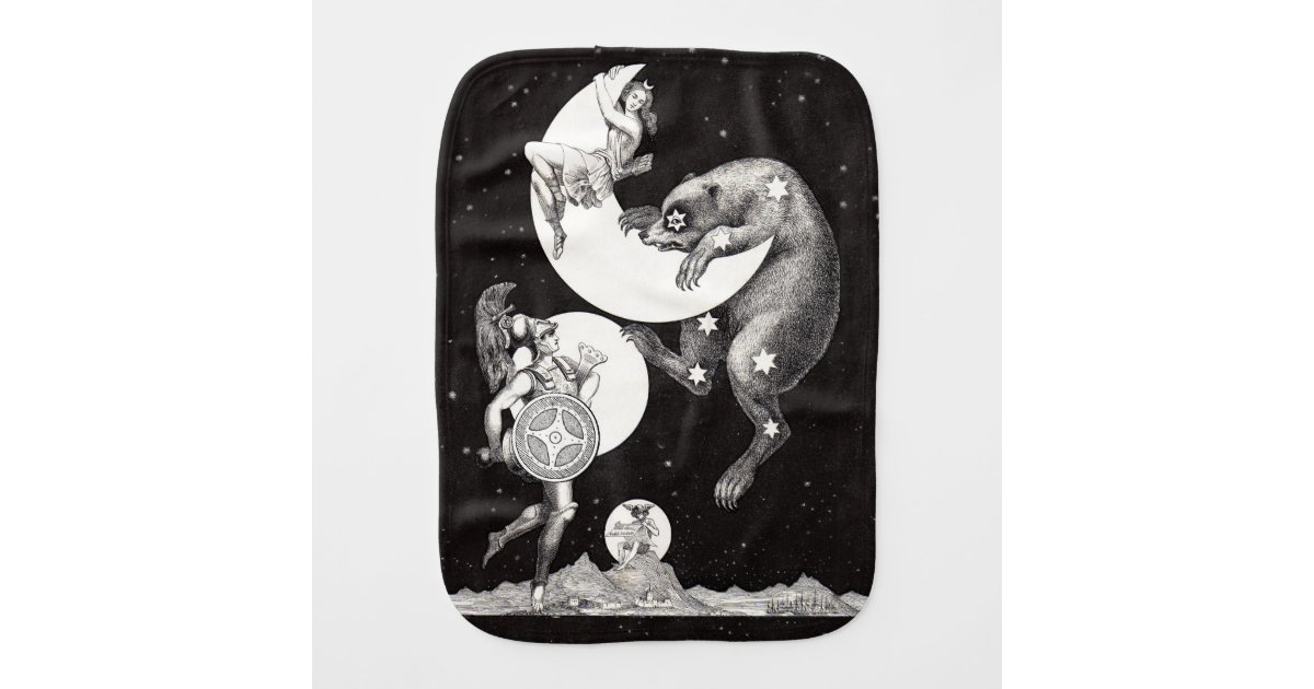 Celestial Moon Sky Universe God Night Illustration Baby Burp Cloth | Zazzle