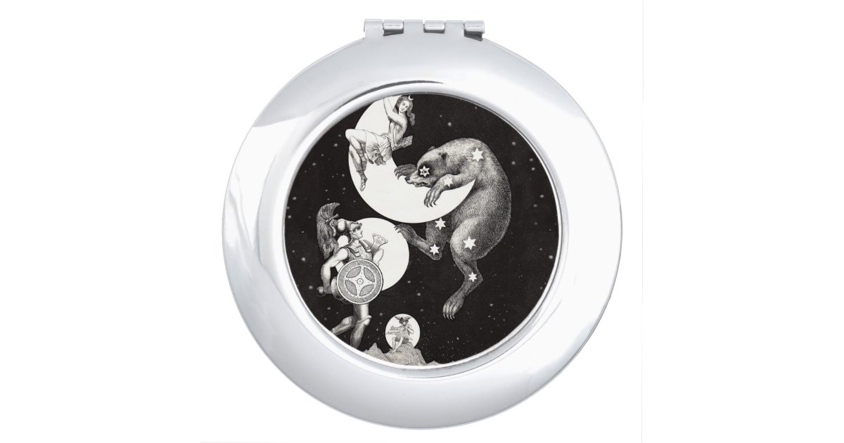 Celestial Moon Sky Universe God Night Illustration Compact Mirror | Zazzle