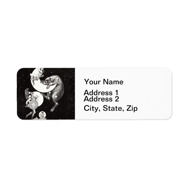 Celestial Moon Sky Universe God Night Illustration Label | Zazzle