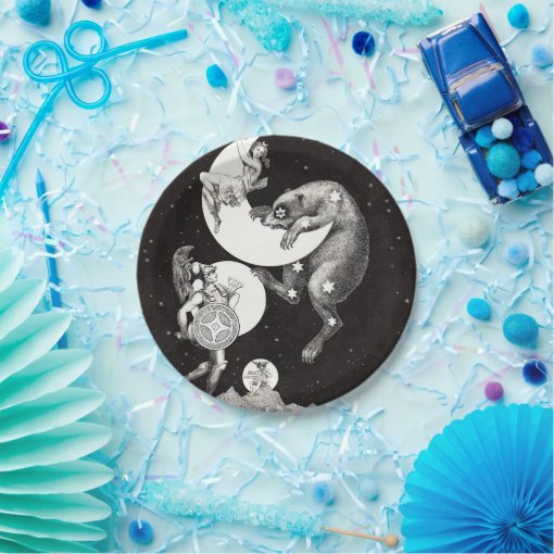 Celestial Moon Sky Universe God Night Illustration Paper Plates | Zazzle