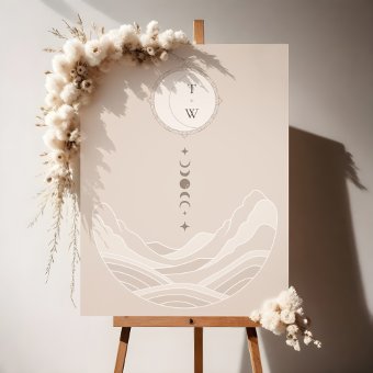 Celestial Moon Stars Boho Monogram Seating Chart Foam Board | Zazzle